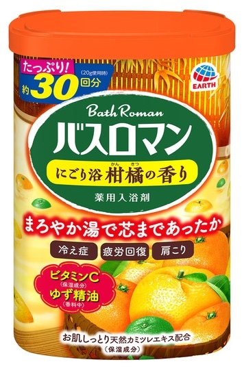 アース製薬 バスロマン　にごり浴柑橘の香り　６００ｇ×12パック