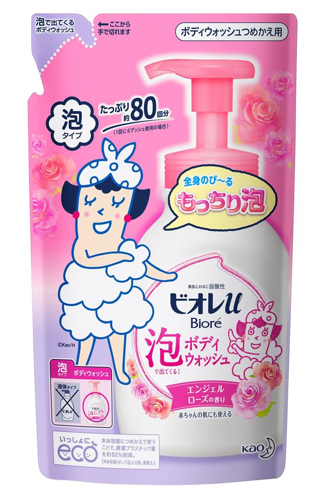 花王 ビオレｕ　泡で出てくるボディウォッシュ　ローズ　つめかえ用　４８０ｍｌ×12パック