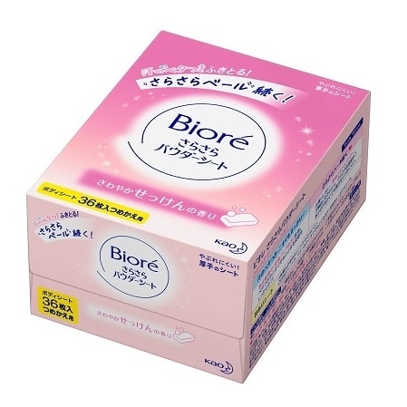 花王 ビオレ　さらさらパウダーシート　せっけんの香り　つめかえ用　３６枚入り×12パック