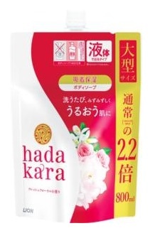 ライオン ハダカラ　ボディソープ　フレッシュフローラルの香り　つめかえ　８００ｍｌ×12パック