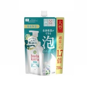 ライオン ハダカラ　ボディソープ　泡で出てくるタイプ　クリーミーソープの香り　つめかえ　７５０ｍｌ×12パック