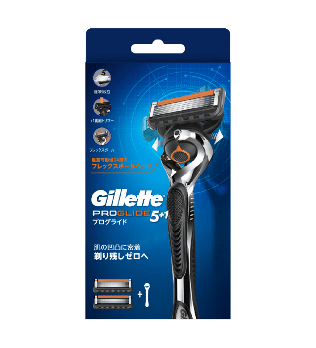 ジレット　プログライドマニュアル　ホルダー　替刃２個付×5パック