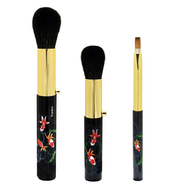 携帯用高級化粧筆 蒔絵 3種 セット 広島 化粧筆 熊野筆