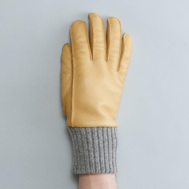 KURODA 男性用 革手袋 リブ付き 牛革 Cowhide 手袋 メンズ 国産 レザーグローブ カウハイド