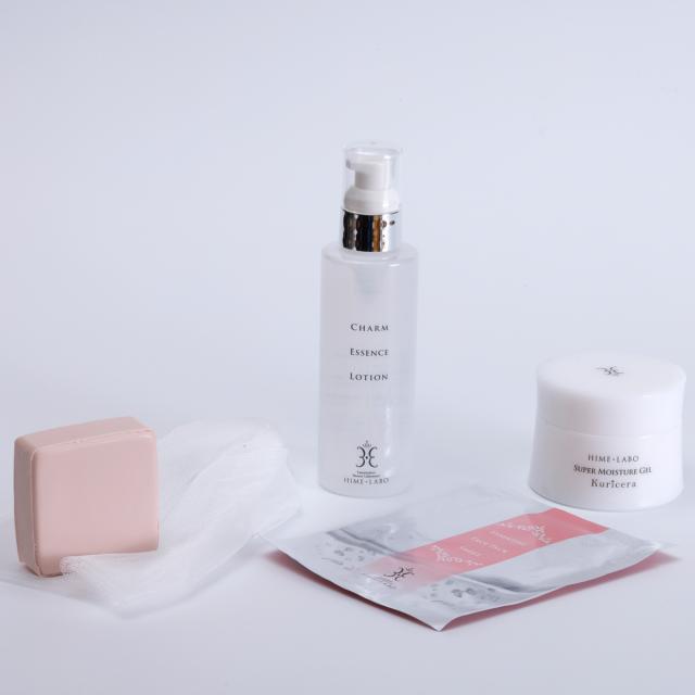 玉造温泉美肌研究所 姫ラボ 洗顔 保湿 スキンケアセット 泡立てネット付き 洗顔石鹸 化粧品 オールインワンゲル ローション 保湿