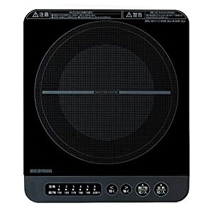 アイリスオーヤマ IHコンロ 1口 IHクッキングヒーター 1400W 卓上 デザイン IHK-T37-B ブラック(中古品)