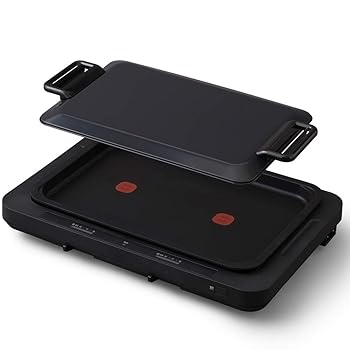 ホットプレート 左右温度調整 1枚 ブラック WHPK-011-B(中古品)