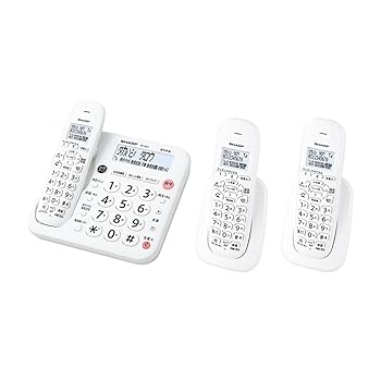 シャープ コードレス 電話機 コンパクトタイプ 親機コードレス ホワイト系 受話子機+子機2台 JD-G57CW(中古:非常に良い)