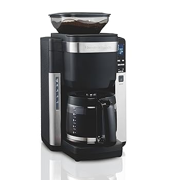 Hamilton Beach 45400 12カップ プログラム可能 コーヒーメーカー 自動挽き プレグラウンドコーヒー用 ブラック(中古:未使用・未開封)