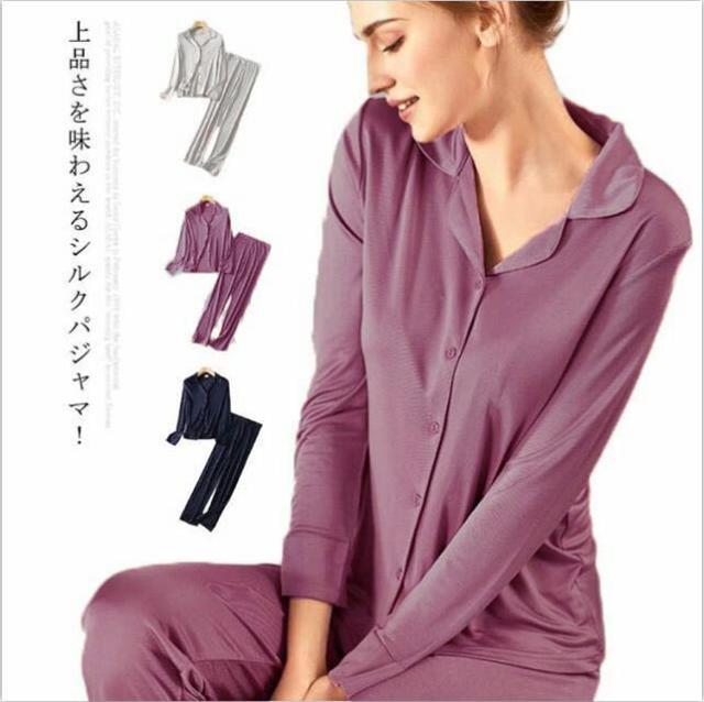 シルク パジャマ 上下セット レディース メンズ 絹 長袖 前開き 長ズボン セットアップ ペア カップル ナイトウエア ルームウエア 寝間着 敏感肌 低刺激 クリスマス 結婚祝い 誕生日 ギフ 快眠