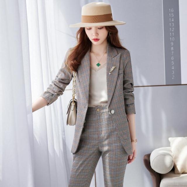 スーツ レディース ママスーツ チェック柄ストレッチ 卒業式 卒園式 セットアップ 洗える パンツスーツ ビジネス 春夏秋冬 フォーマル 大きいサイズ 通勤 入学式 入園式 セレモニー OL