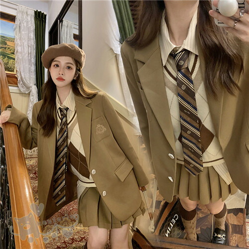 スーツ 卒業式 女の子 韓国 制服 高校生 入学式 子供スーツ レディース フォーマルスーツ シャツ ネクタイ ニットベスト ジャケット スカート 卒服 子供服 洋 ピアノ発表会