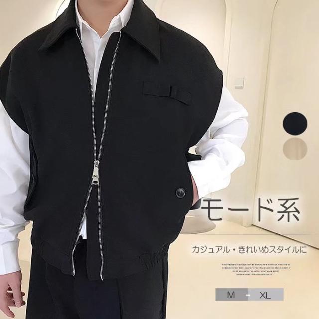 スタイルアップを叶う カジュアルベスト ベスト メンズ 前開き ジップベスト 肩落ち ノースリーブ 重ね着 ミリタリー ジャケット トップス レイヤード