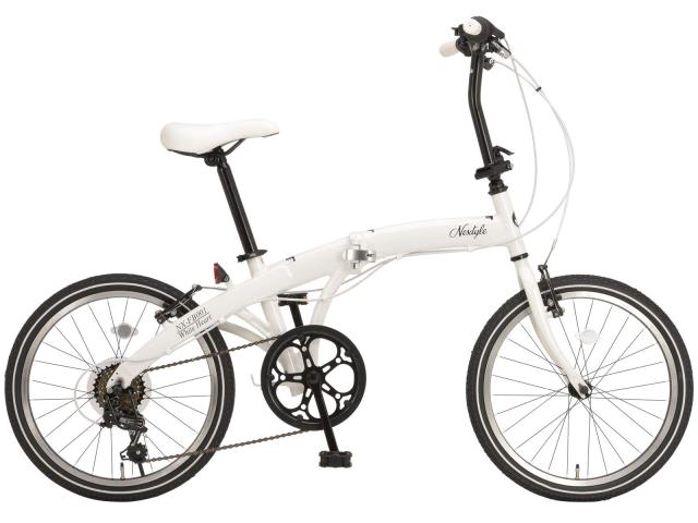 ネクスタイル(Nextyle) 折りたたみ 自転車 20インチ シマノ製6段変速 折りたたみハンドル 52Tギア Vブレーキ NX-FB001 White Heart ホワイト