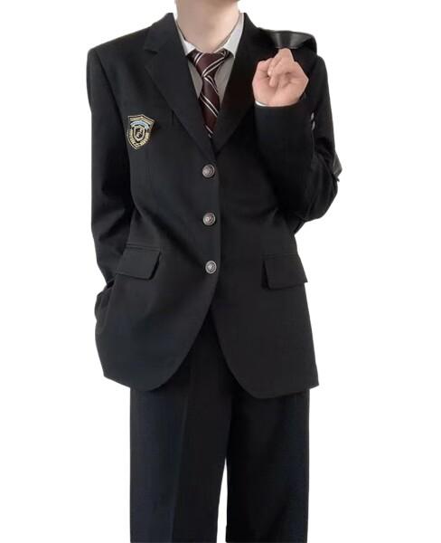 (AOTYP) スクールジャケット 男子 スーツ メンズ 制服 シャツ 学生服 フォーマル 通学 イベント 仮装 コスプレ 衣装 黒 ブラック black L