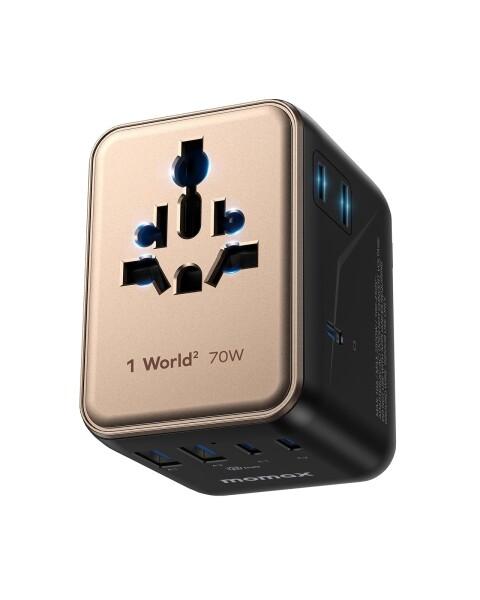 MOMAX 変換プラグ PD 70W GaN 急速充電 海外旅行用電源変換 7台同時充電 3*USB-C PD & 2*USB-A QC &2 ...