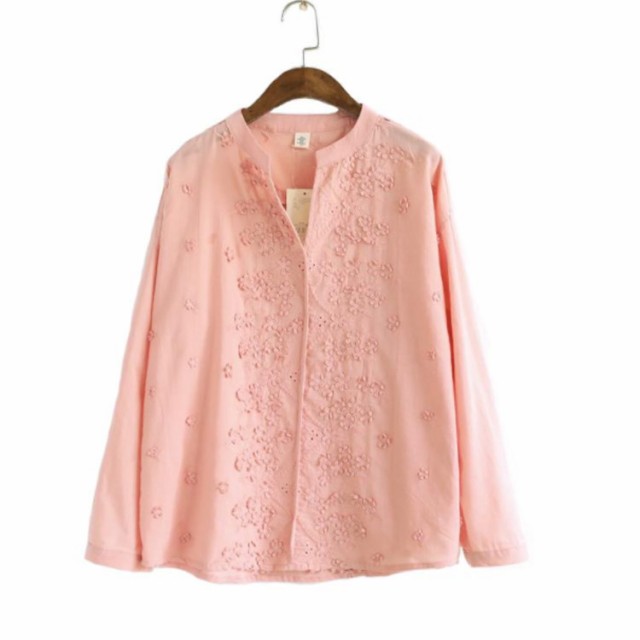 ブラウス トップス 花柄刺繍 透け チュニック シャツブラウス