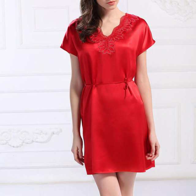 ネグリジェ シルク ゆったり 半袖 春 秋 パジャマ ワンピース ロング丈 無地 シルクタッチ サテン レディース ルームウェア 産後 マタニティ 入院 おしゃれ 肌に優しい ルームサプリ 光沢 かわいい ワンピース おうち時間 襟なし 軽い JITIFA