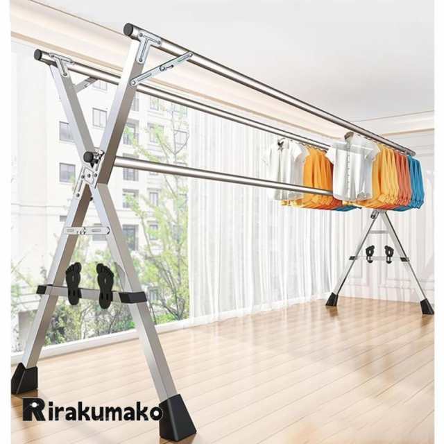 布団干し 屋外 倒れない 物干し 室内 伸縮式 折りたたみ ふとんほし ステンレス 大容量 錆びない 風に強い 省スペース 長さ調節可能 強化版 x型 伸縮式 キャスタ