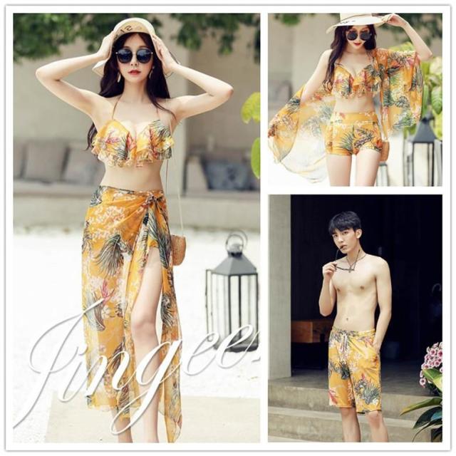 水着セット ペアルック レディース 水着セット ビキニ ショーツ ストール メンズ 海パン サーフパンツ ビーチウェア