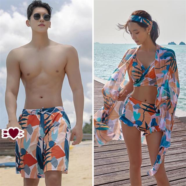 水着セット カップル水着 レディース タンキニ ビキニ ショートパンツストール メンズ 海パン サーフパンツ 男女ビーチウェア 旅行 夏ペアルック