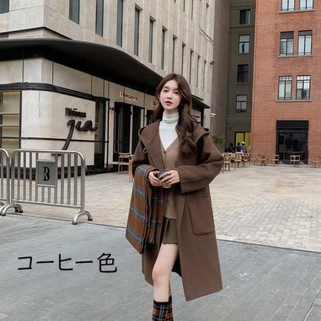 ステンカラーコート レディース 韓国風 通勤 ゆったり ロングコート