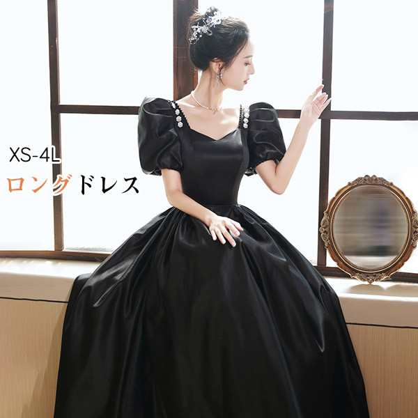 ドレス 大人 ピアノ 発表会 サテン ロングドレス 演奏会 結婚式 母親 ピアノ発表会 黒 袖付き ワンピース 半袖 演奏会ドレス 演奏会用ドレス パーティードレス イブニングドレス ロング丈 大きいサイズ 小さいサイズ フォーマル db007n1n1q3