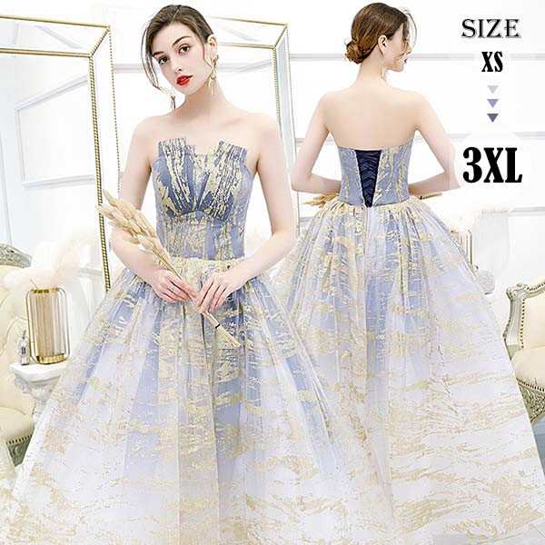 ロングドレス カラードレス 結婚式 演奏会 袖なし ビスチェライン ノースリーブ 透け感 パーティードレス 編み上げ プリンセスライン イベント