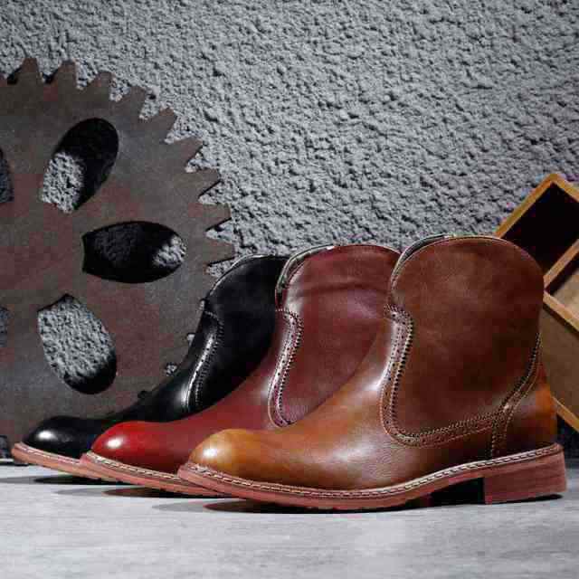 シークレットブーツ　ウエスタンブーツ メンズ　チャッカブーツ　ショートブーツ　ビジネス　5CMアップ　裏起毛 グラデーション