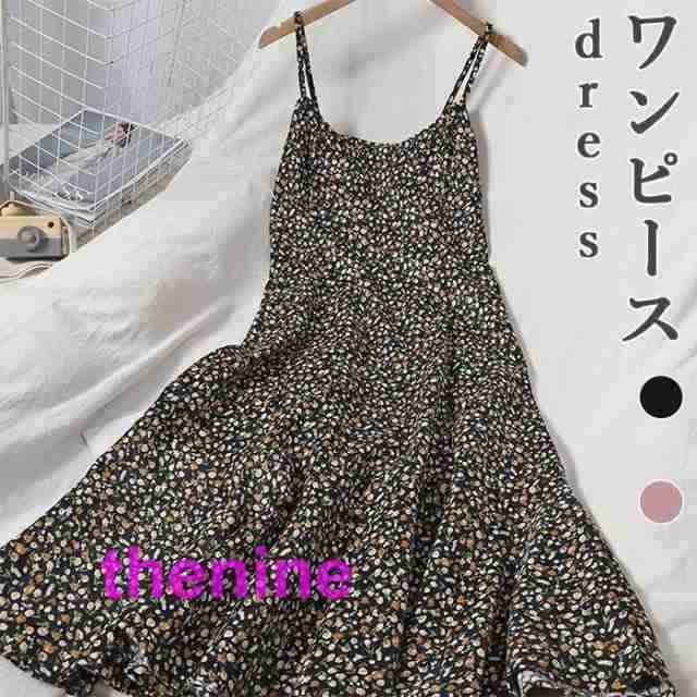 花柄ワンピースキャミワンピレディース秋冬厚手おしゃれきれいめロング丈ミモレ丈ゆったりすっきり上品シンプルカジュアル冬新作