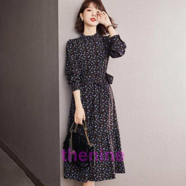 ワンピース レディース 40代 きれいめ 秋冬 長袖 上品 膝丈ワンピース 丸首 Aライン 大きいサイズ パーティードレス お呼ばれ 韓国風 おしゃれ 通勤 着痩せ 新品