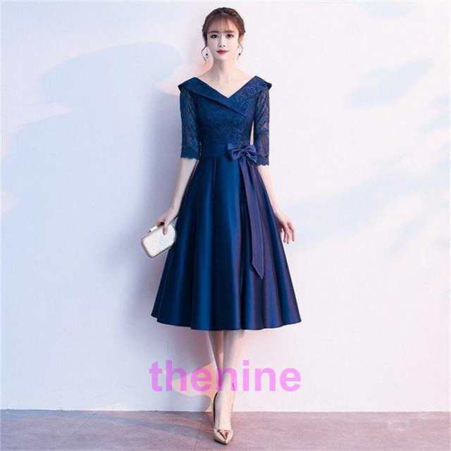 パーティードレス 大人 上品 お呼ばれ 二次会 披露宴 成人式 ピアノ 発表会 二次会 結婚式 袖あり ウエディング 二次会ドレス ワンピース レース 大きいサイズ