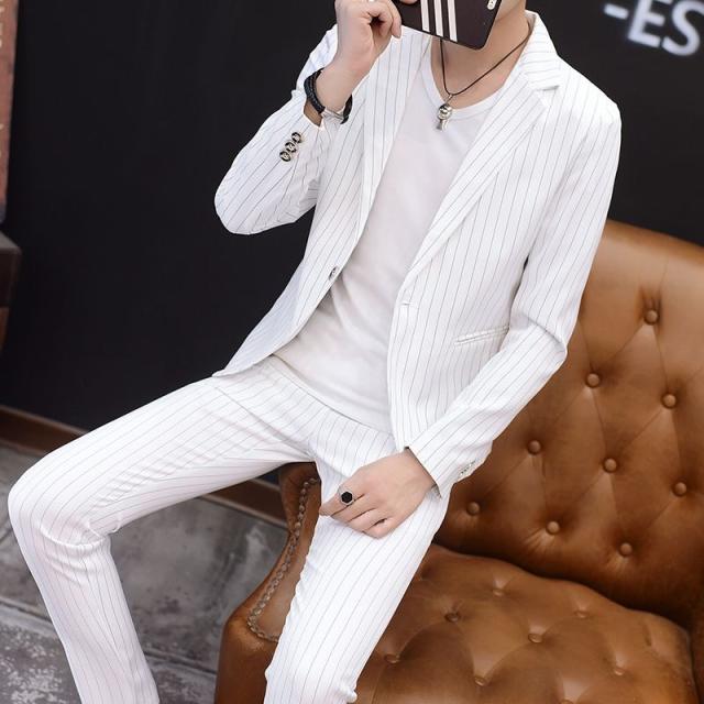 ほっち】夏sale夏用スーツ上下セット2色メンズカジュアルサマースーツ