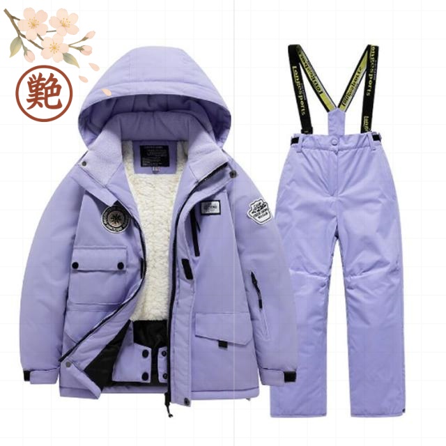 【ほっち】スキーウエア 裏ボア オールインワン 防寒アウター 子供服 ジュニア カジュアル ジャケット 防寒 サロペット スノーボードウェア 男の子 女の子 上下セット 無地 つなぎ キッズ スノーウエア 冬 スノーウエア