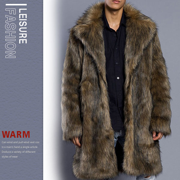 【ほっち】毛皮コート ファーコート メンズ アウター ロングコート ロング丈 ふわふわ ファー フェイクファー モコモコ 冬 かっこいい 高級感 おしゃれ