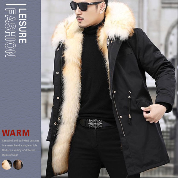 【ほっち】ポイント増量中 ジャケット メンズ 裹起毛 ボア 毛皮コート ファーコー フード付き ファー付き アウター ふわふわ ファー フェイクファー モコモコ 冬物