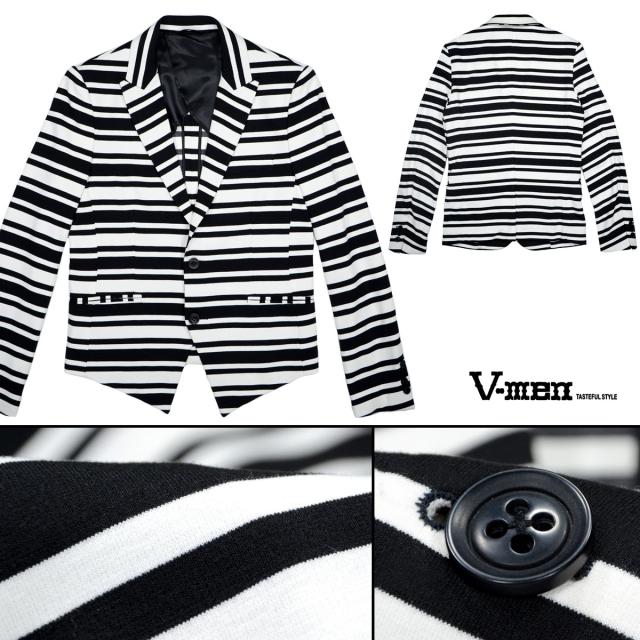 テーラードジャケット カットジャケット ボーダー メンズ ピークド