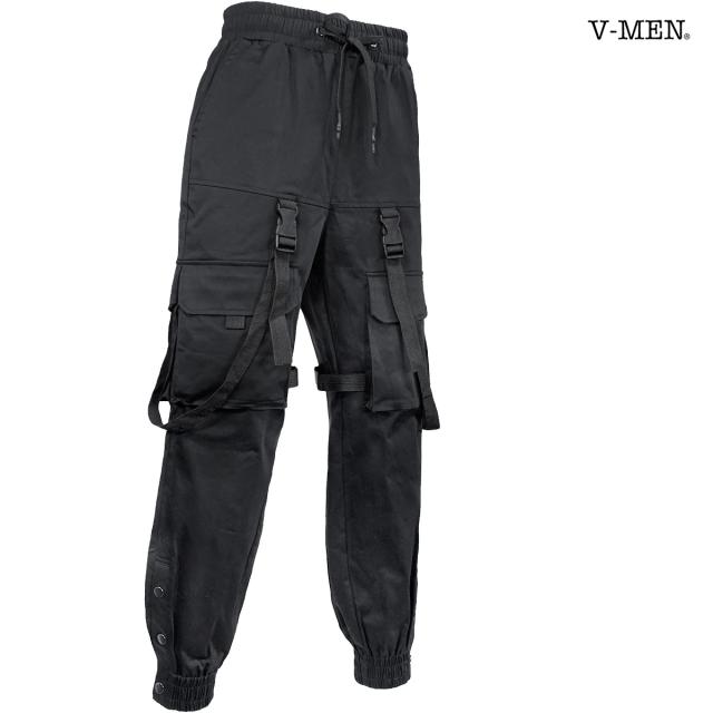 カーゴパンツ ベルト メンズ ヴィジュアル系 V系 ボトムス ジョガーパンツ イージーパンツ(ブラック黒) 943101