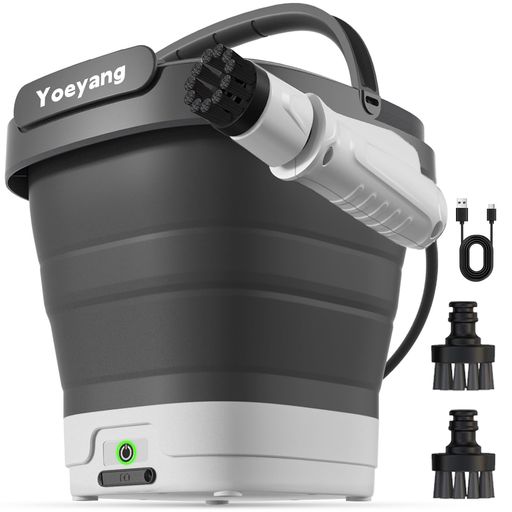 高圧洗浄機 コードレス 折り畳み式【2025業界最新・ぴかぴか洗浄店監修】YOEYANG XS-MINI 高圧洗浄機 コンパクト12Lバケツ 収納高さ10CM USB TYPE-C充電 35分連続使用 PSE認証済みタンク一体型洗浄…