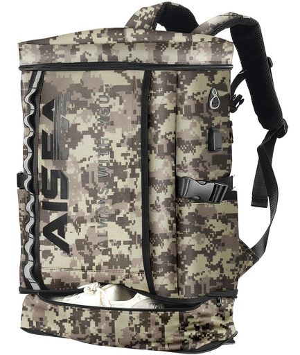 [AISFA] リュック メンズ リュックサック スクエア バックパック 防水17インチ PC ビジネス ラップトップバック USB充電ポート付き 30L アウトドア旅行防災 通勤 靴/弁当収納 (イエローオーク…