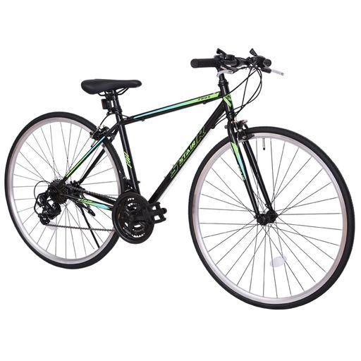 クロスバイク 自転車 シマノ製21段変速 700X25C 前後キャリパーブレーキ ワイヤ錠のプレゼント付き 通勤 通学 (ブラック)