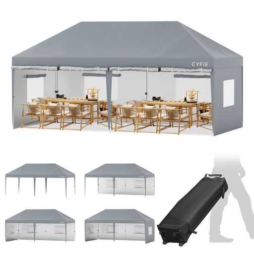 CYFIE タープテント 3MX6M サイドシート6枚付 ワンタッチタープ テント ワンタッチ 高さ3段階調節 ワンタッチテント 日除けコーティング 高耐水加工 タープワンタッチタープテント スチール…