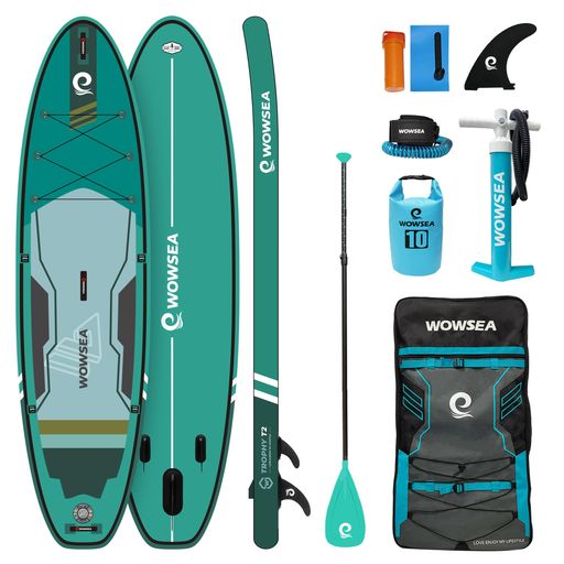 WOWSEA TROPHY T2 サップ インフレータブル スタンドアップパドルボード 10.6’(320CM)×32”(80CM)×6”(15CM) 安定性 SUPボード ヨガ 釣り 海 夏 セット グリーン
