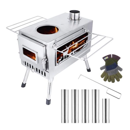 SOTECH キャンプ ストーブ 薪 携帯式折り畳み 二次燃焼 テント 焚き火ストーブ(煙突付き)
