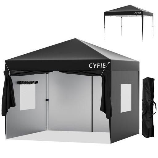 CYFIE タープテント 3MX3M サイドシート4枚付 ワンタッチタープ 高さ3段階調節 テント ワンタッチ 日除けコーティング 高耐水加工 ワンタッチテント タープ ワンタッチタープテント スチー…