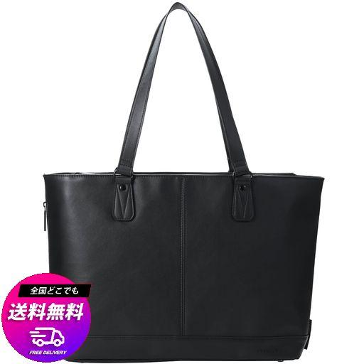 エレコム トートバッグ ビジネスバッグ 合皮 アオリワイド 高耐久YKKファスナー 14インチ 15L ブラック BM-TBSLH02BK