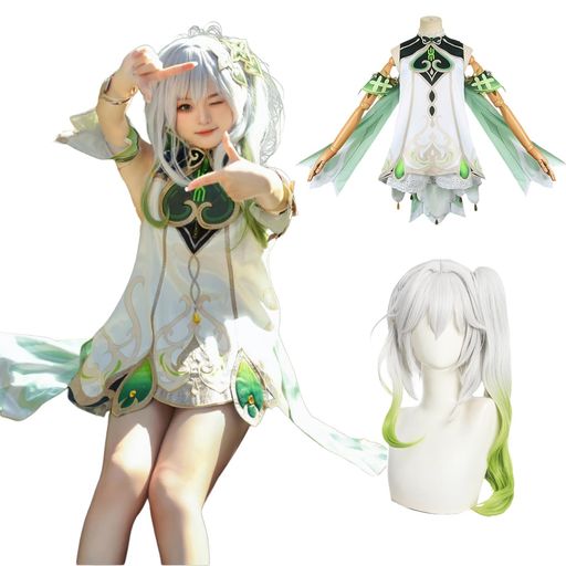 [NOKIJP] 原神 コスプレ ナヒーダ コスプレ衣装 ウィッグ付き 子供 キッズ スメール 白草浄華 げんしん コスプレ GENSHIN IMPACT クラクサナリデビ クサナリ 知恵の章 草神 (ナヒーダ ウィッグ付…