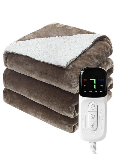 HESHARE 電気毛布 掛け敷き兼用 188×130CM【7段階温度調整& 6段階タイマー】電気ブランケット 【フランネルとサンゴフリース 厚手生地】 3分速暖 切り忘れ防止 恒温加熱 過熱保護 省エネ 柔ら…