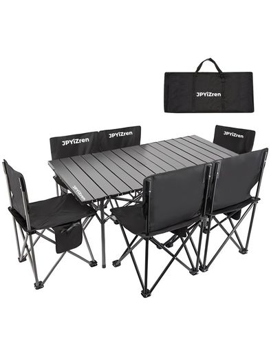 JPYIZREN アウトドア テーブル チェア 7点セット アルミテーブル椅子 ピクニック ベンチセット ピクニックテーブル 超軽量 折り畳み 組立簡単 収納バッグ付き BBQ お釣り テント ガーデン 屋…