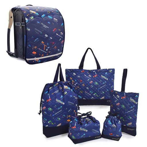 COLORFUL CANDY STYLE 入園入学6点セット レッスンバッグ シューズケース 巾着 体操服袋 お弁当袋 コップ袋 小物入れ ランドセルカバー クルマ社会の交通インフラ 男の子 かっこいい NU106500